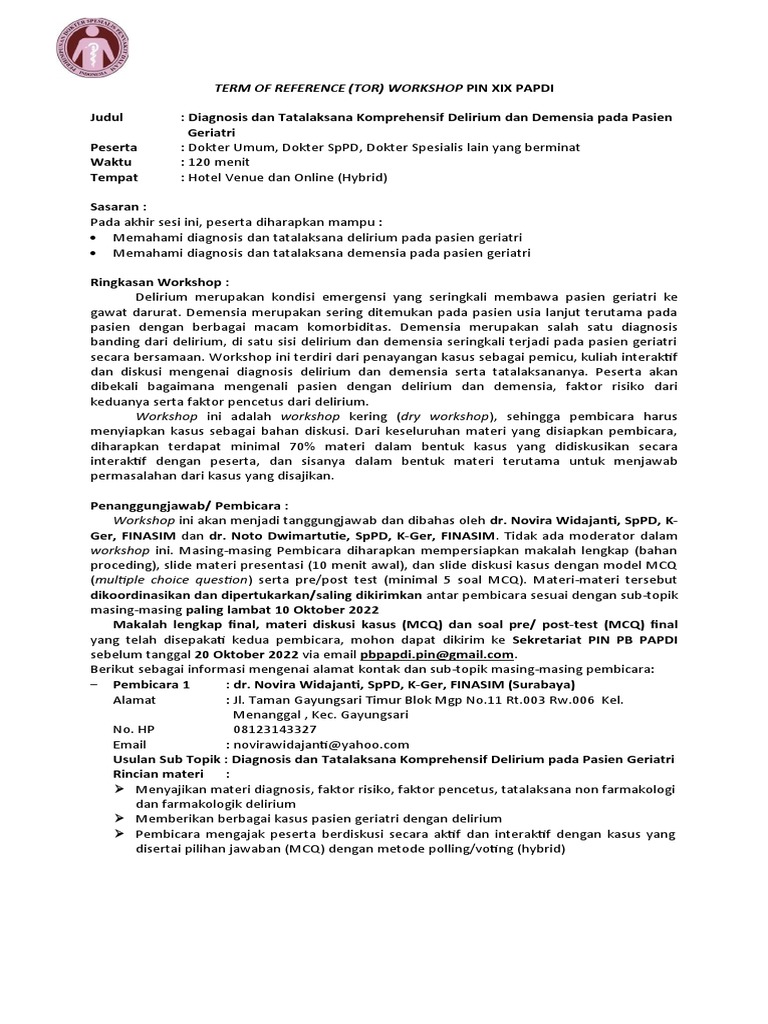 Contoh TOR | PDF | Karier & Perkembangan