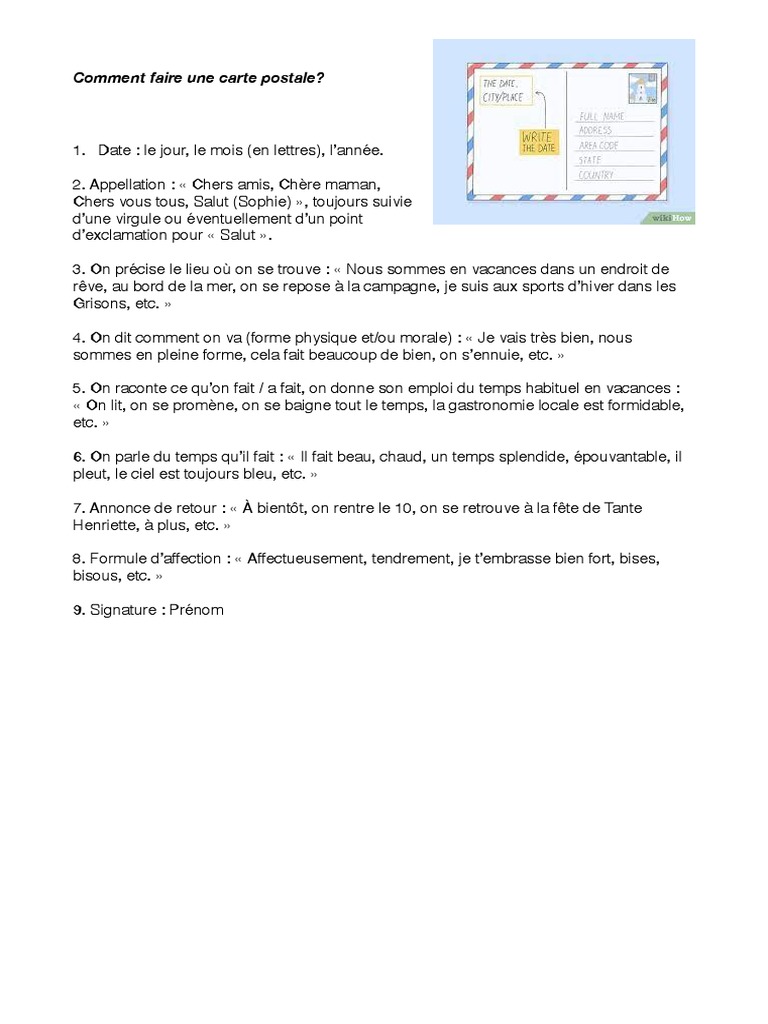 Carte Postale | PDF | Études des langues étrangères