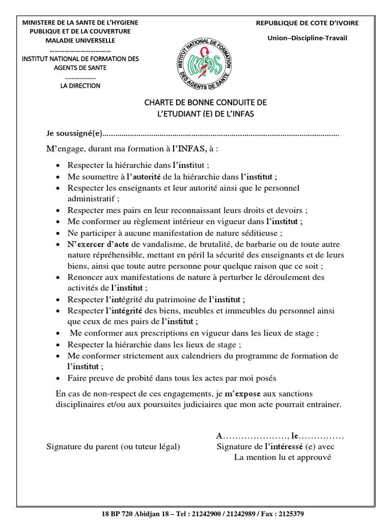 Charte de Bonne Conduite INFAS | PDF