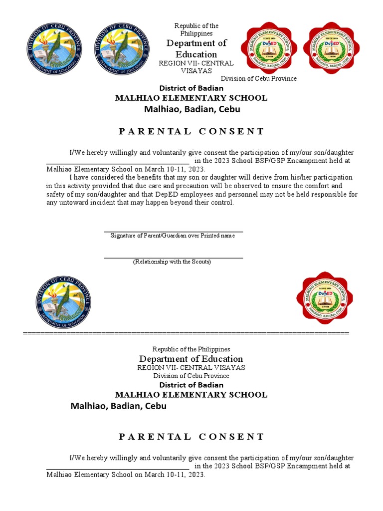 School Camp Parental Consent | PDF