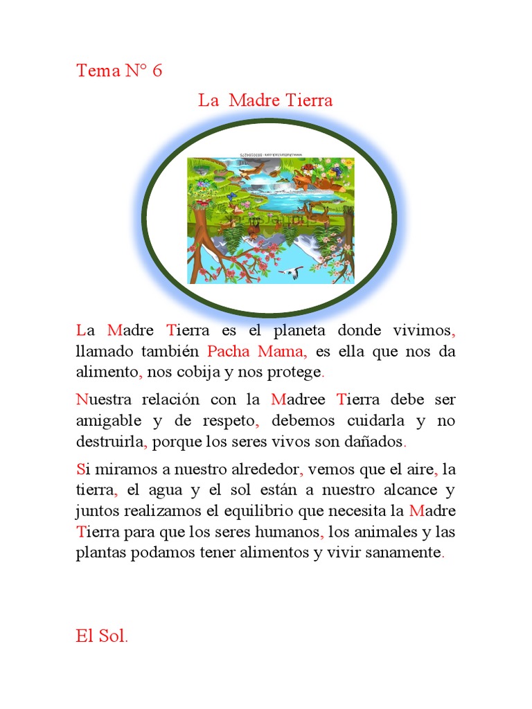 La Madre Tierra: Cuidado y Respeto | PDF