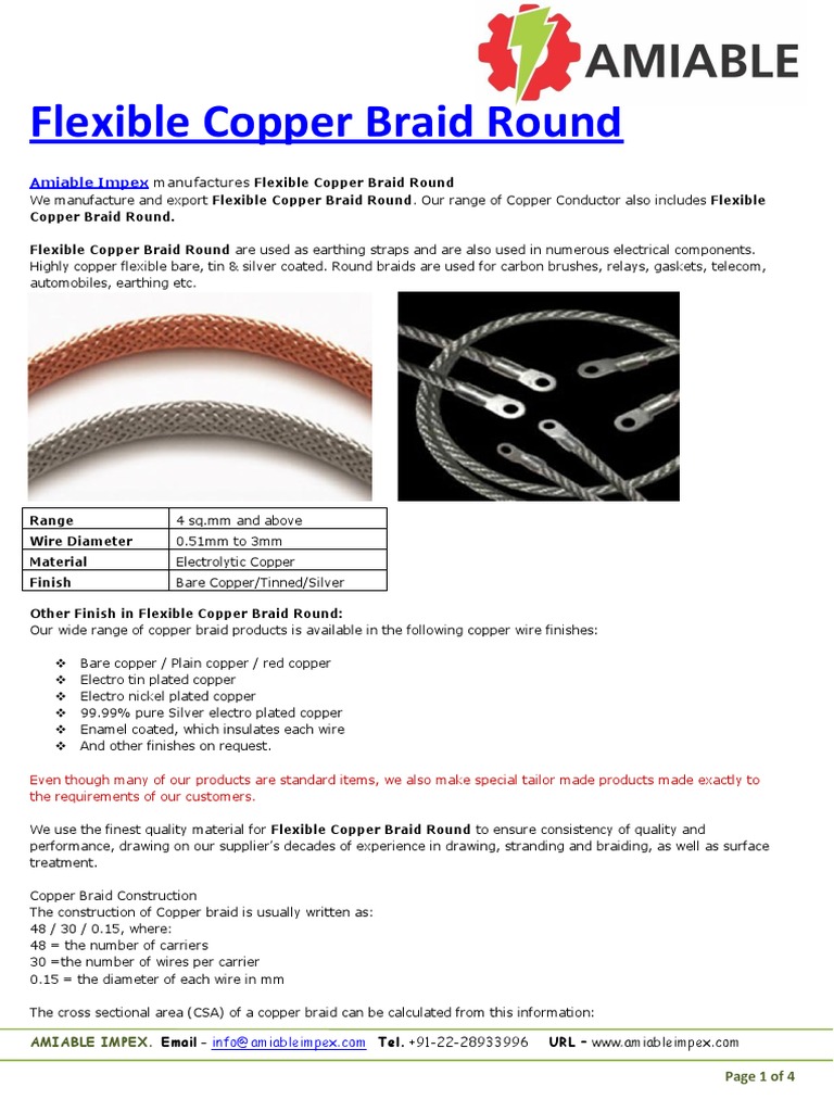 Flexible Copper Braid Solutions | PDF | Physical Sciences | Chemical ...