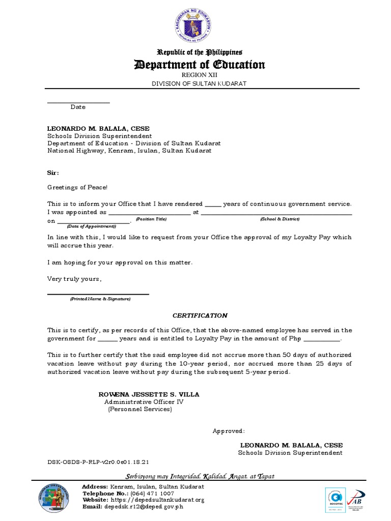 Letter-Request-for-Loyalty-of-Service-Updated-1 | PDF