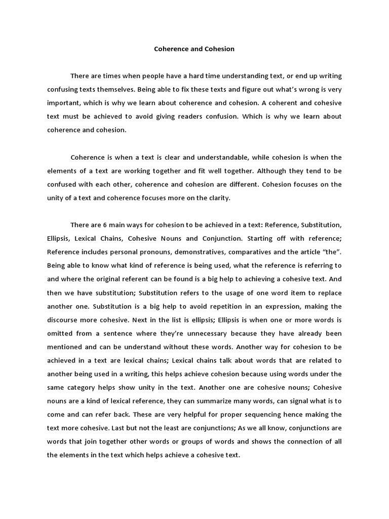 Coherence vs. Cohesion Explained | PDF