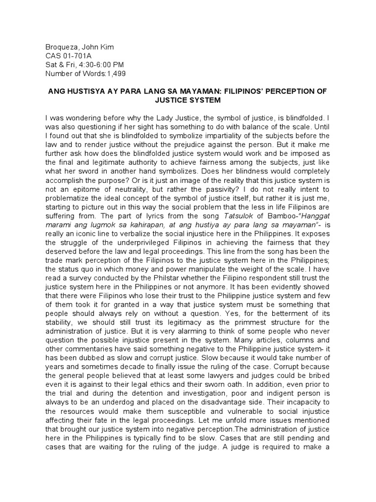 Ang Hustisya Ay para Lang Sa Mayaman: Filipinos' Perception of Justice ...