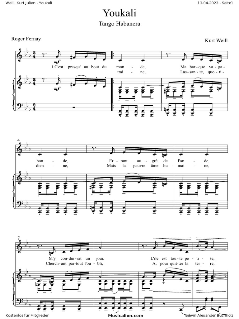 Youkali: Tango Habanera | PDF