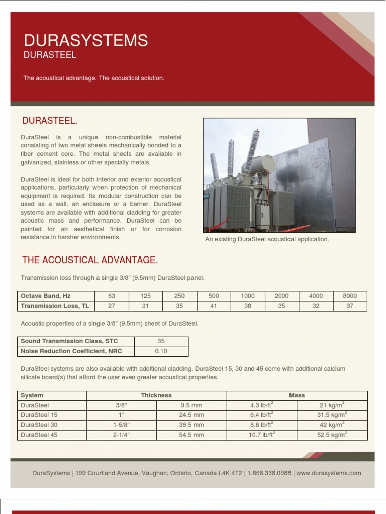 DuraSystems - DuraSteel Acoustical Brochure | PDF | Strength Of Materials | Materials Science