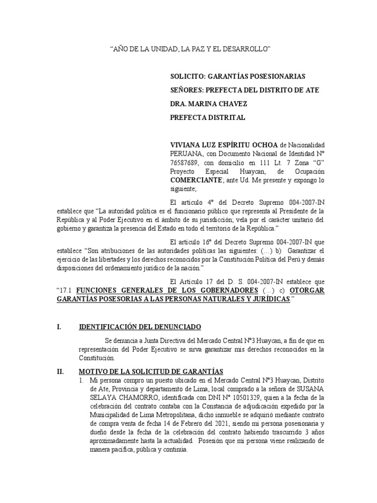 Solicito Garantias Personales y Posesorias | PDF | Perú | Lima