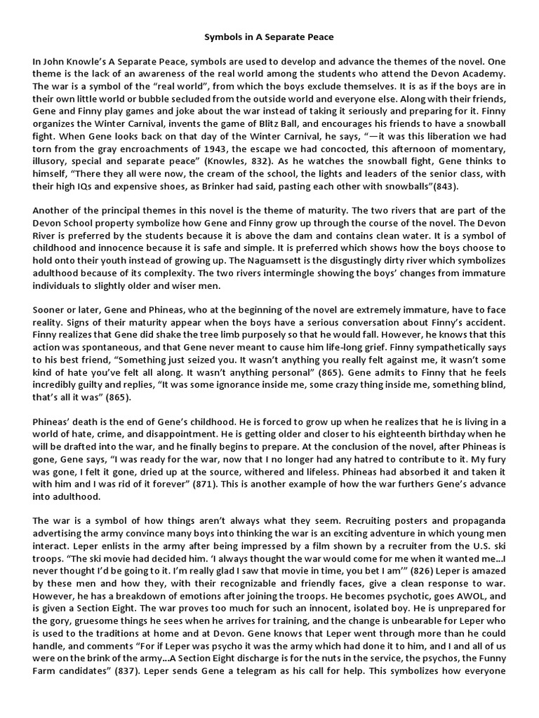 Symbols in A Separate Peace | PDF