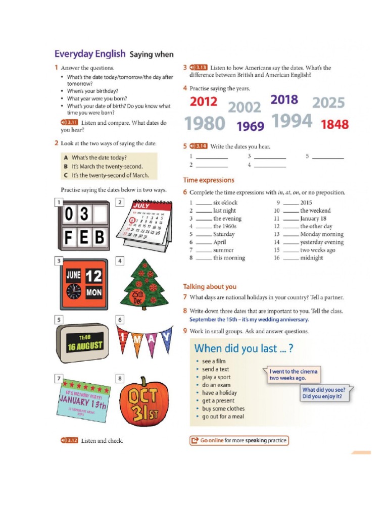 Dates in English | PDF