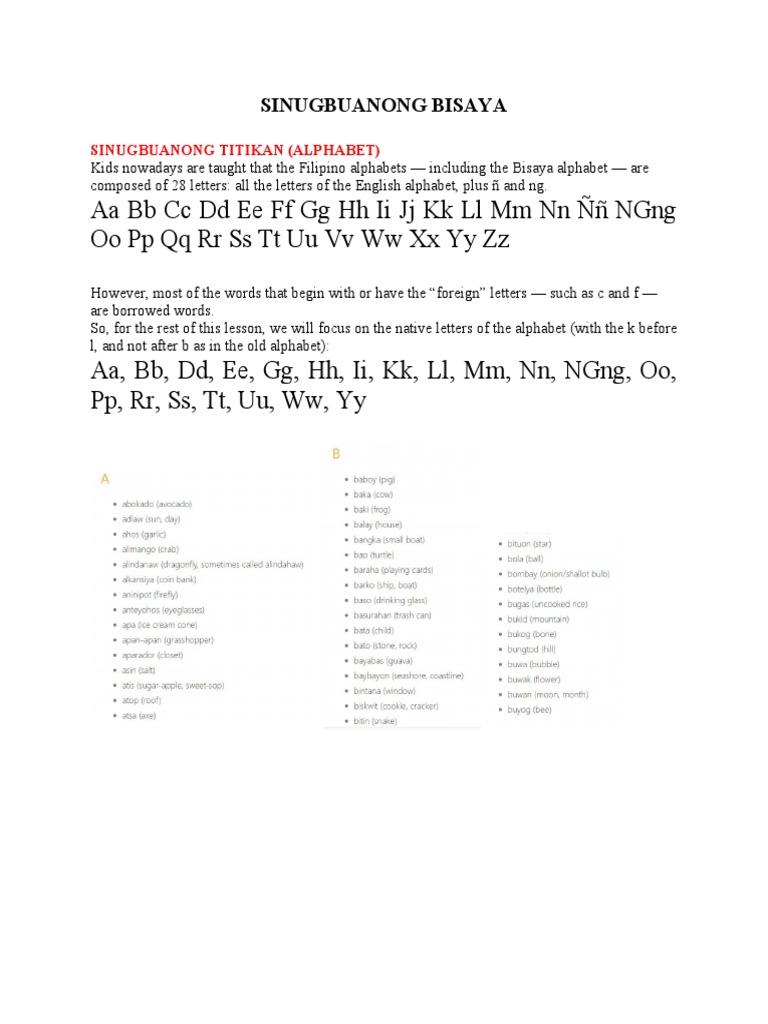 Sinugbuanong Bisaya Vocabulary Building | PDF | Adverb | Adjective