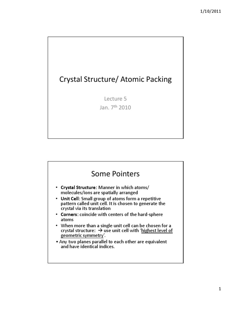 Crystal Structures and Atomic Packing | PDF