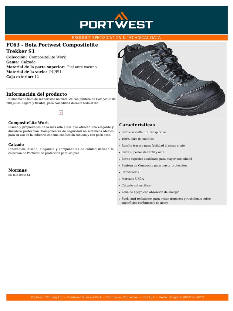 FC63 - Bota Portwest Compositelite Trekker S1 en Negro | PDF ...