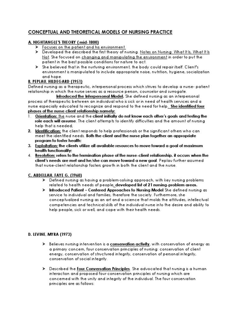 Nursing Theoretical Models Overview | PDF | Morality | Nursing