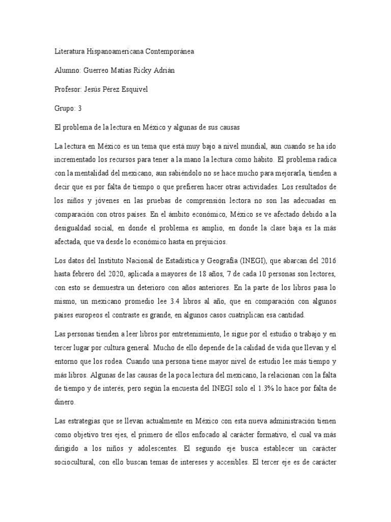 Ensayo de La Lectura en México | PDF | México | America latina