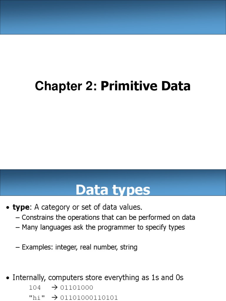 Chapter2 Primitive Data Pdf Data Type Variable Computer Science