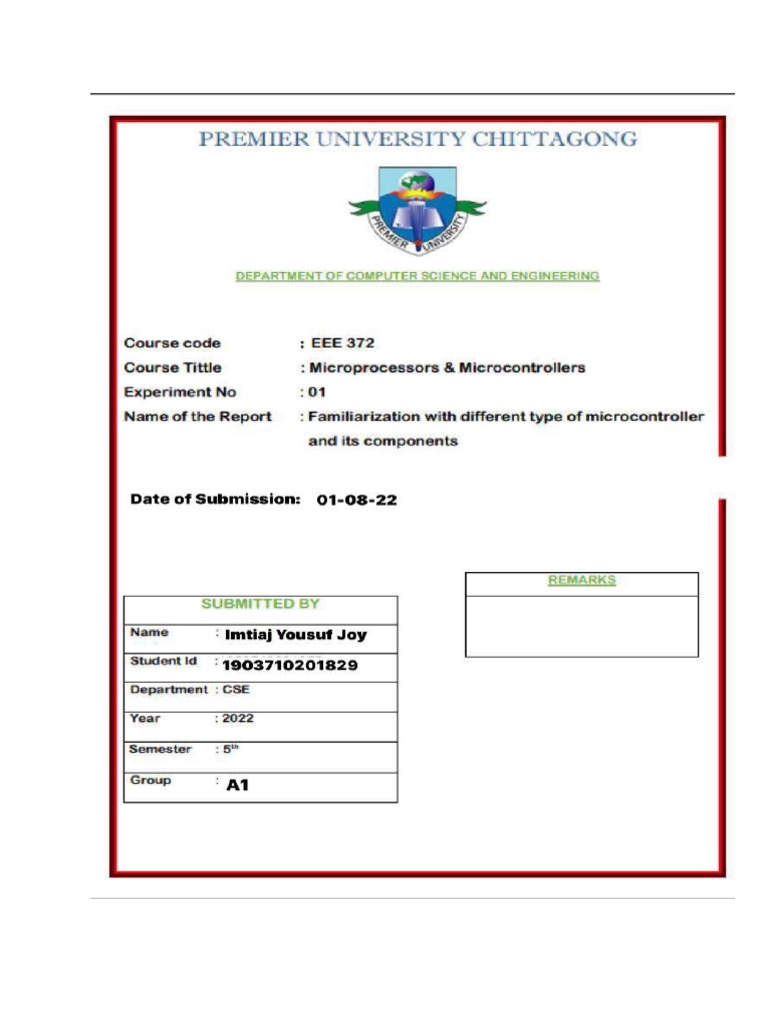 1829 - Report 1 | PDF | Arduino | Equipment