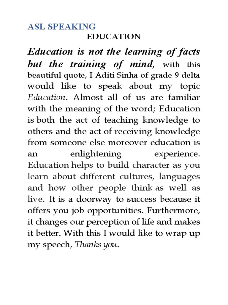 Education Is Not The Learning of Facts But The Training of Mind | PDF