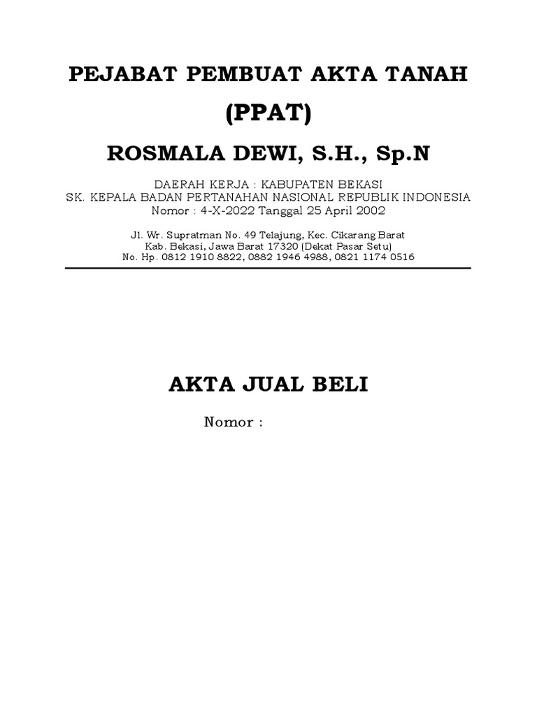 PPAT Rosmala Dewi Bekasi | PDF | Politik | Griya & Taman