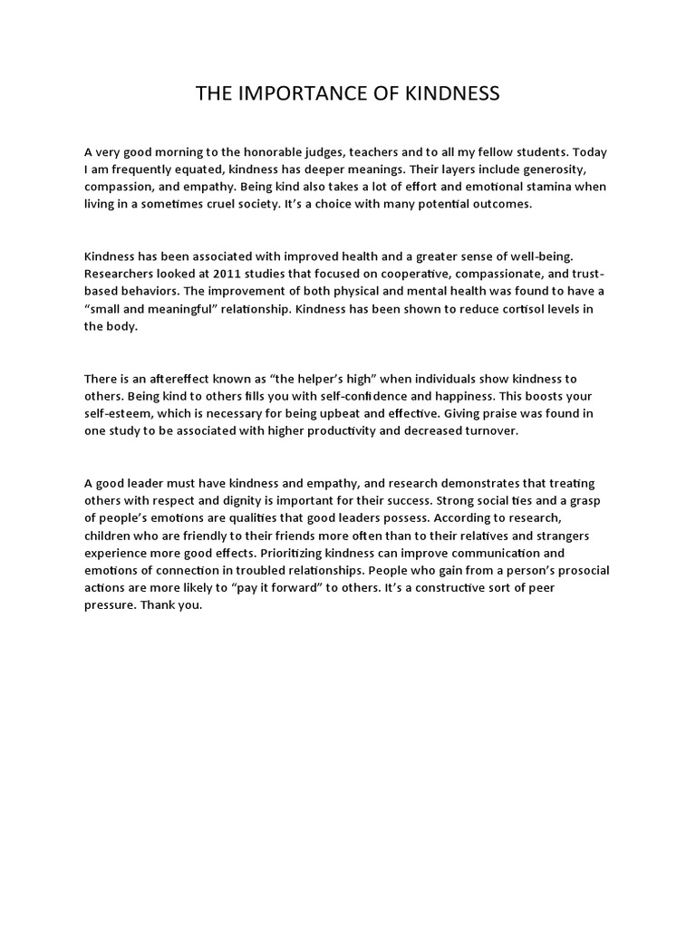 The Importance of Kindness | PDF