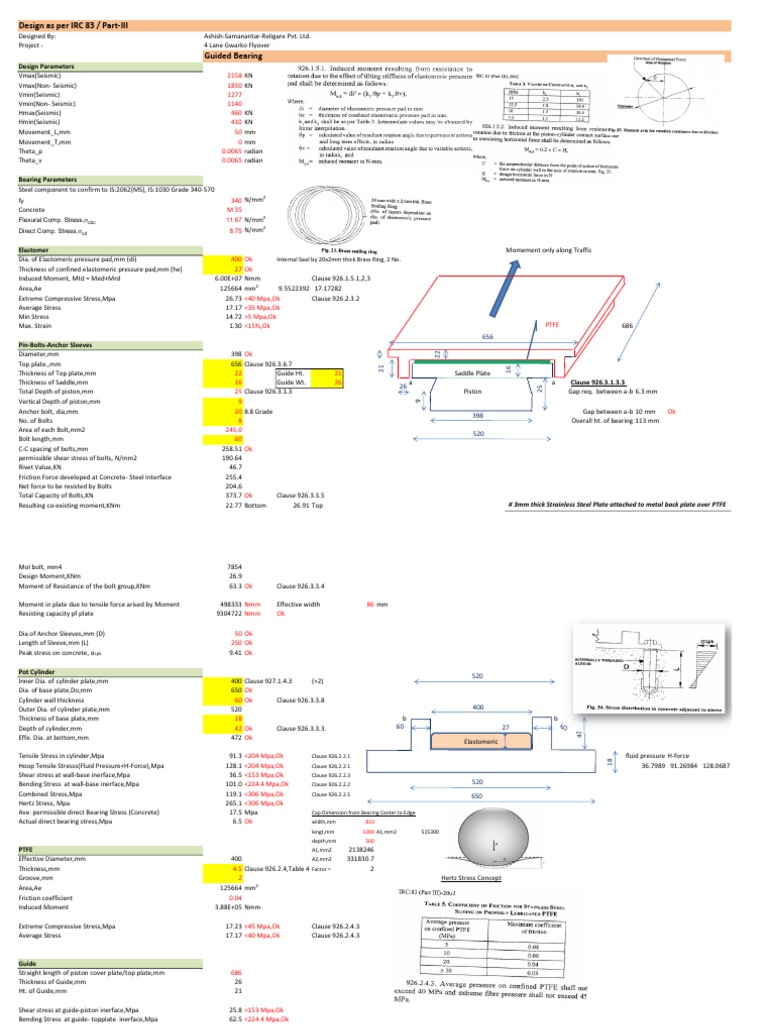 Pot Bearing - Guided Bearing Design | PDF | Stress (Mechanics) | Bending