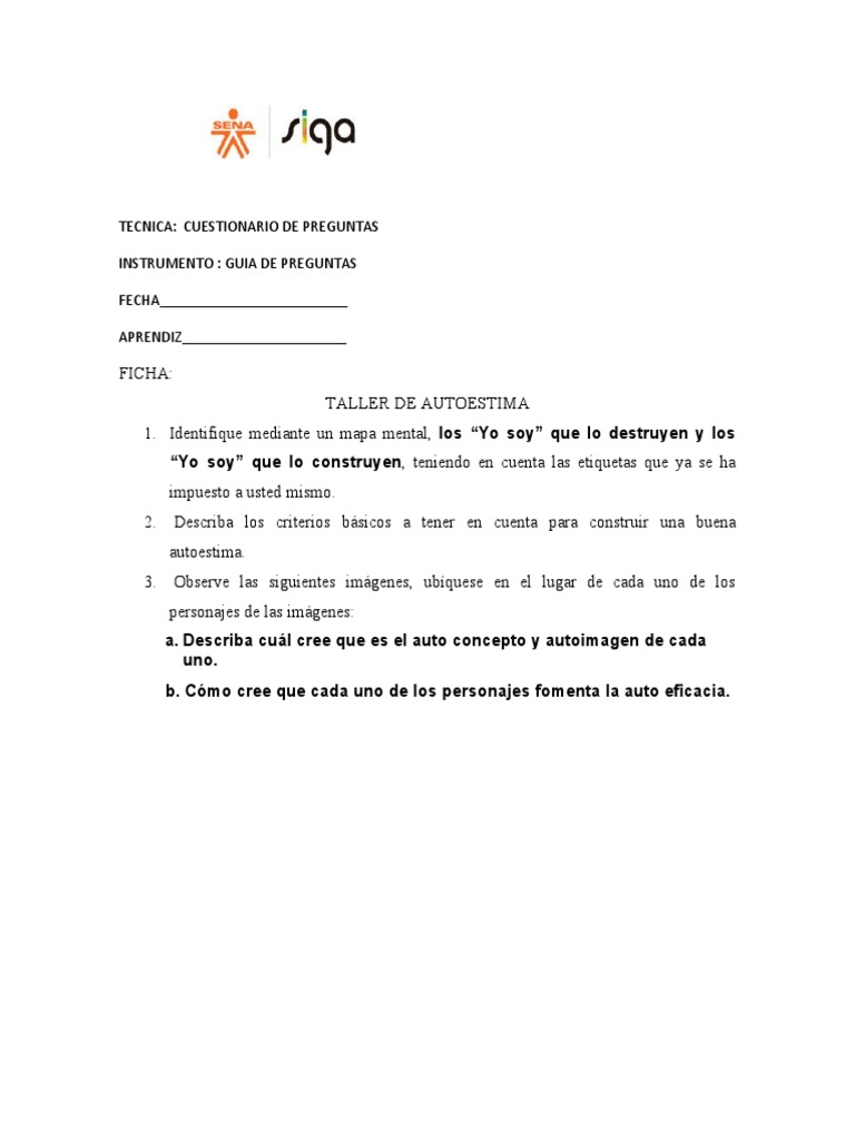 Taller De Autoestima 1 Pdf