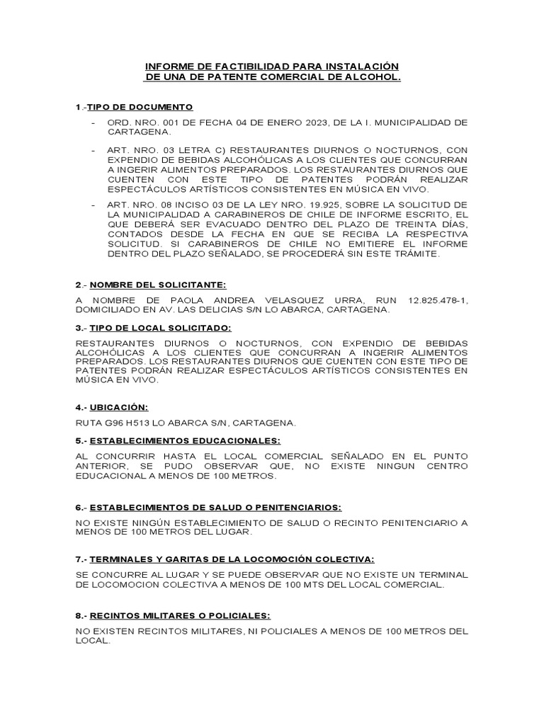 03 INFORME DE FACTIBILIDAD PAOLA ANDREA VELASQUEZ URRA | PDF