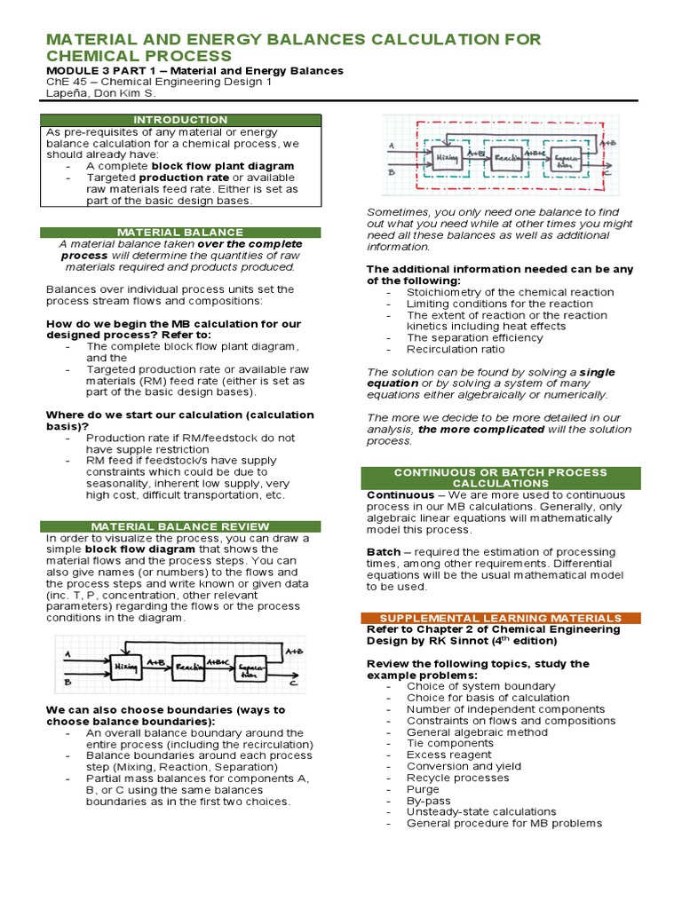Material & Energy Balances Guide | PDF | Heat | Enthalpy