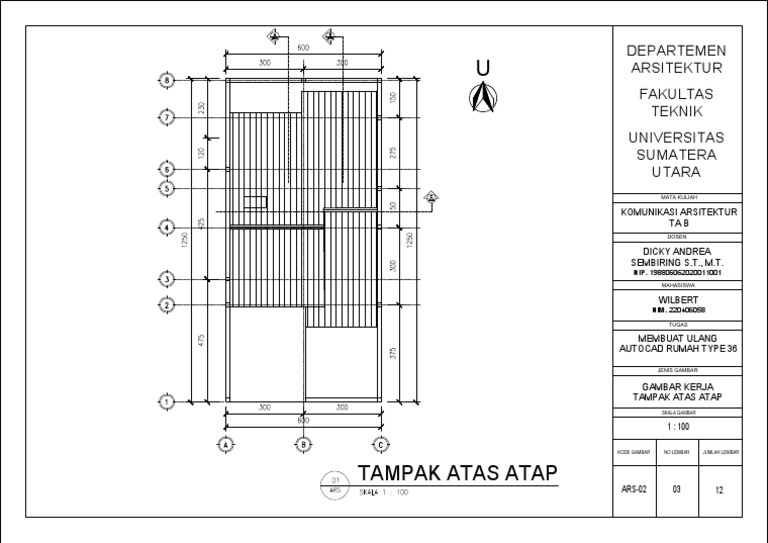 Gambar Kerja Tampak Atas Atap Rumah 36 | PDF
