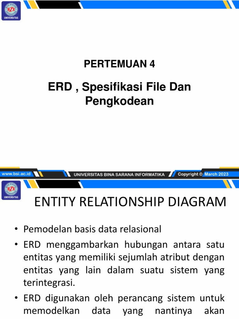 ERD, Spesifikasi File Dan Pengkodean: Pertemuan 4 | PDF