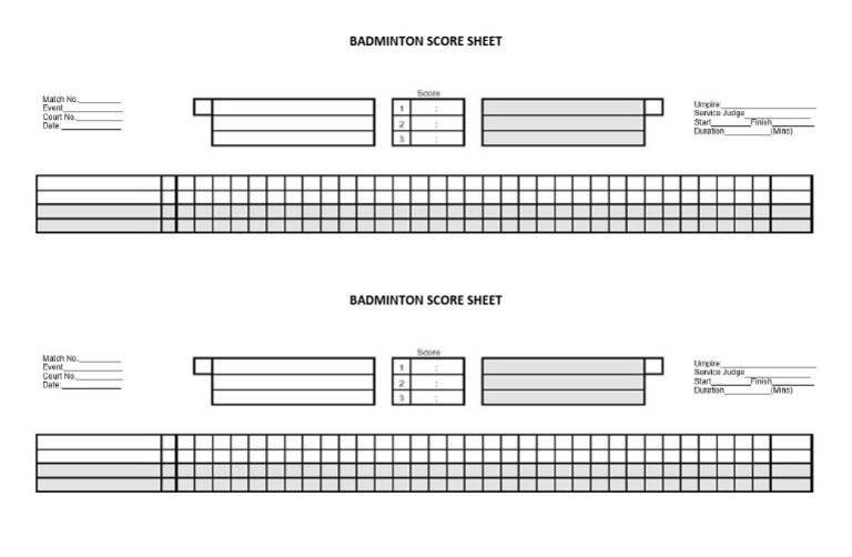 Badminton Score Sheet | PDF
