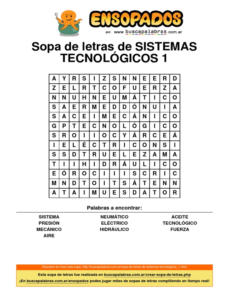 Sopa de Letras de Sistemas Tecnológicos 1 | PDF