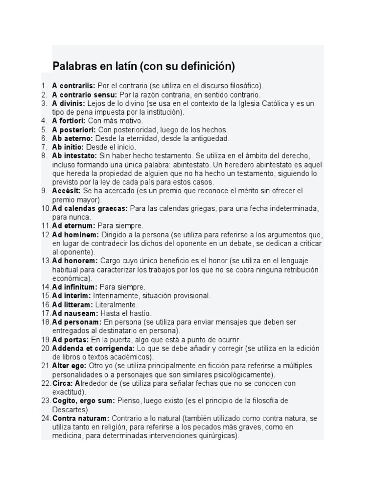 50 Palabras en Latín y Español | PDF