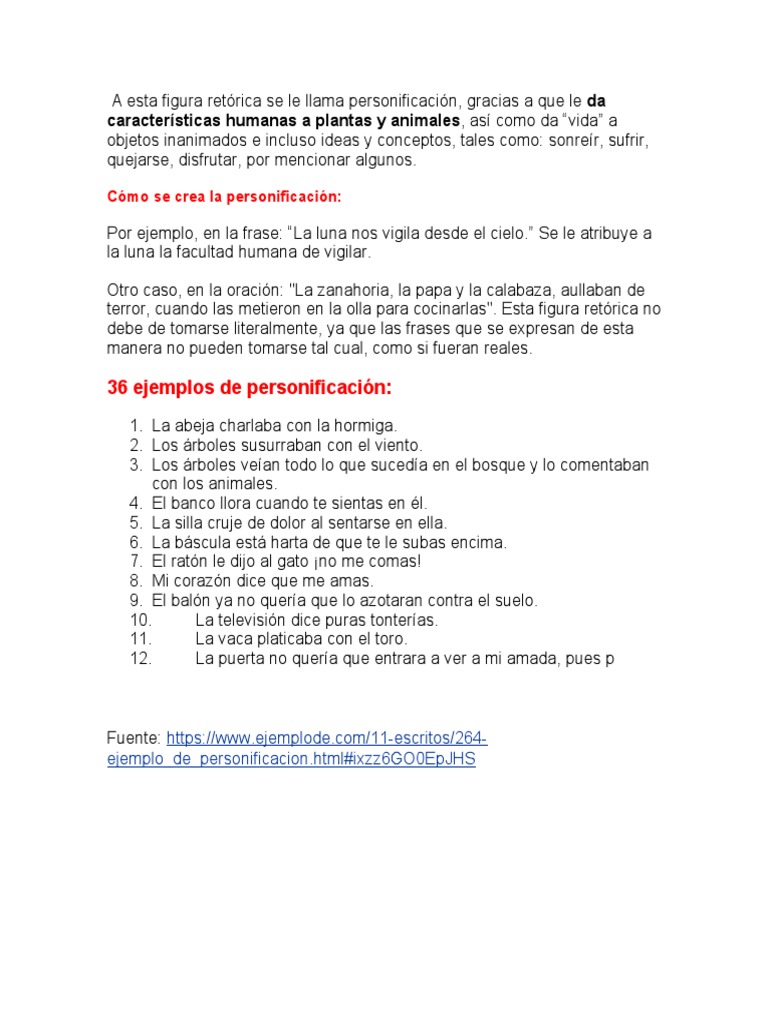 Ejemplos y características de personificación | PDF | Libros para ...