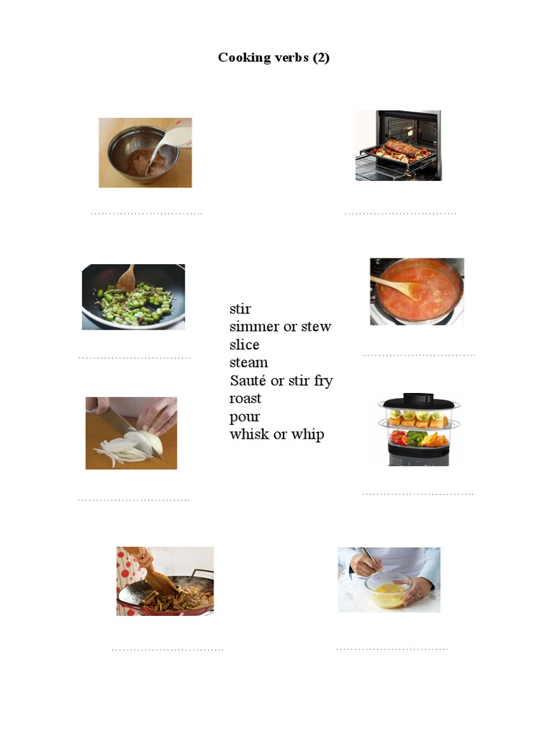 Cooking Actions Worksheet 2 | PDF