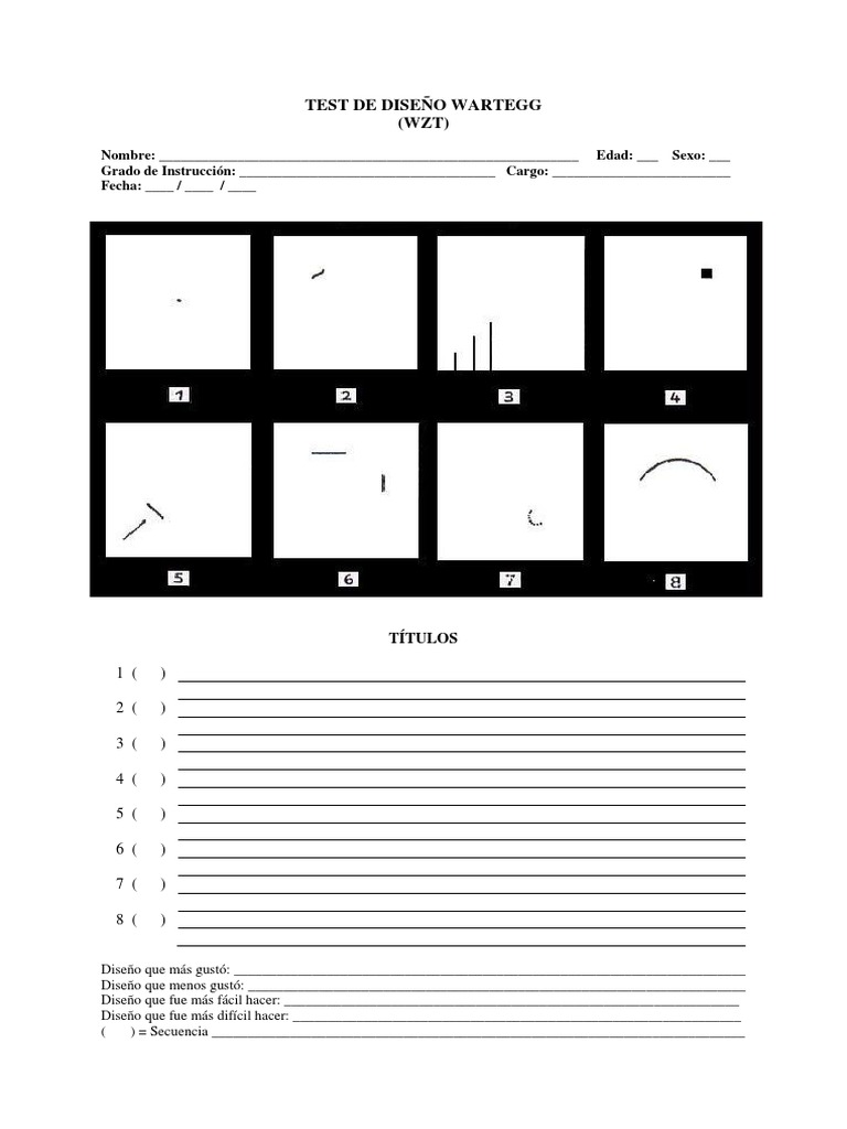 Test de Diseño Wartegg (WZT) : Títulos | PDF