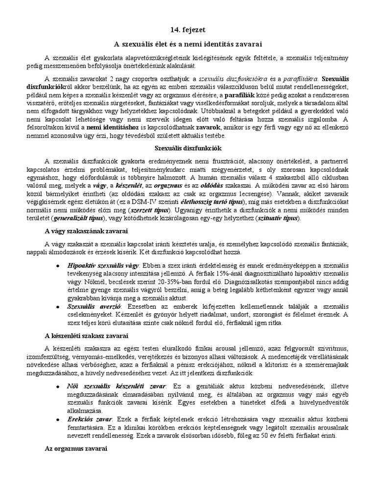 Fejezet - A Szexuális Élet És A Nemi Identitás Zavarai | PDF
