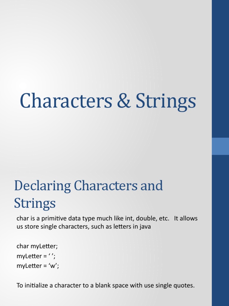Characters and Strings | PDF | String (Computer Science) | Integer (Computer Science)