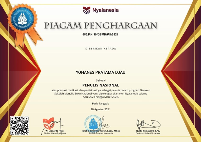 39 YOHANES PRATAMA DJAU Sekolah Lentera Harapan Labuan Bajo E Piagam | PDF