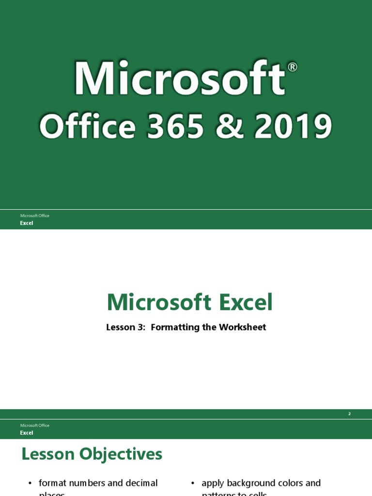 Excel 365-2019 Lesson 3 Presentation | PDF | Microsoft Excel | Typefaces