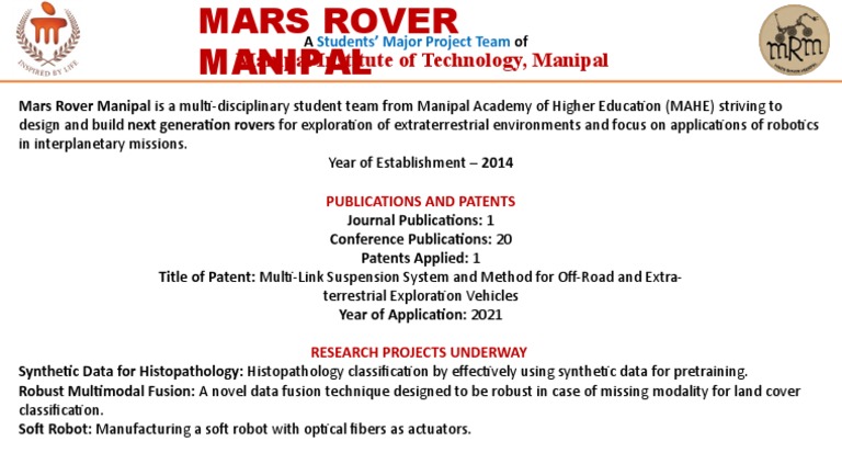 Mars Rover Project by Manipal Students | PDF