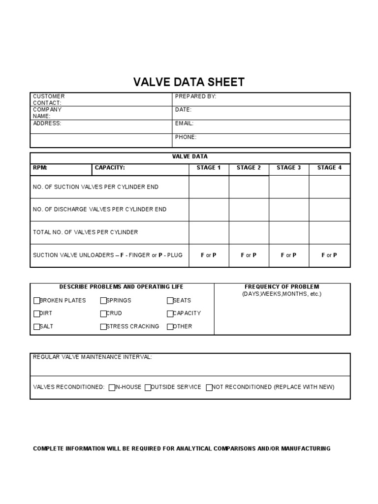 Valve Data Sheet | PDF | Valve | Equipment