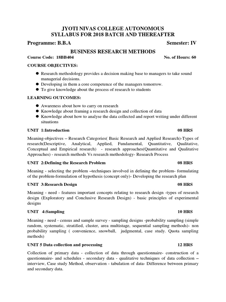 Bba Businessresearchmethods 4 | PDF | Methodology | Sampling (Statistics)