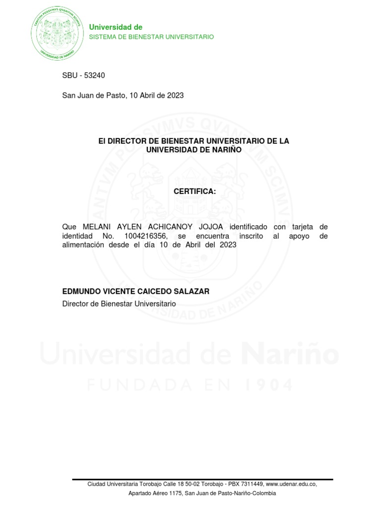 Certificado Inscripcion | PDF