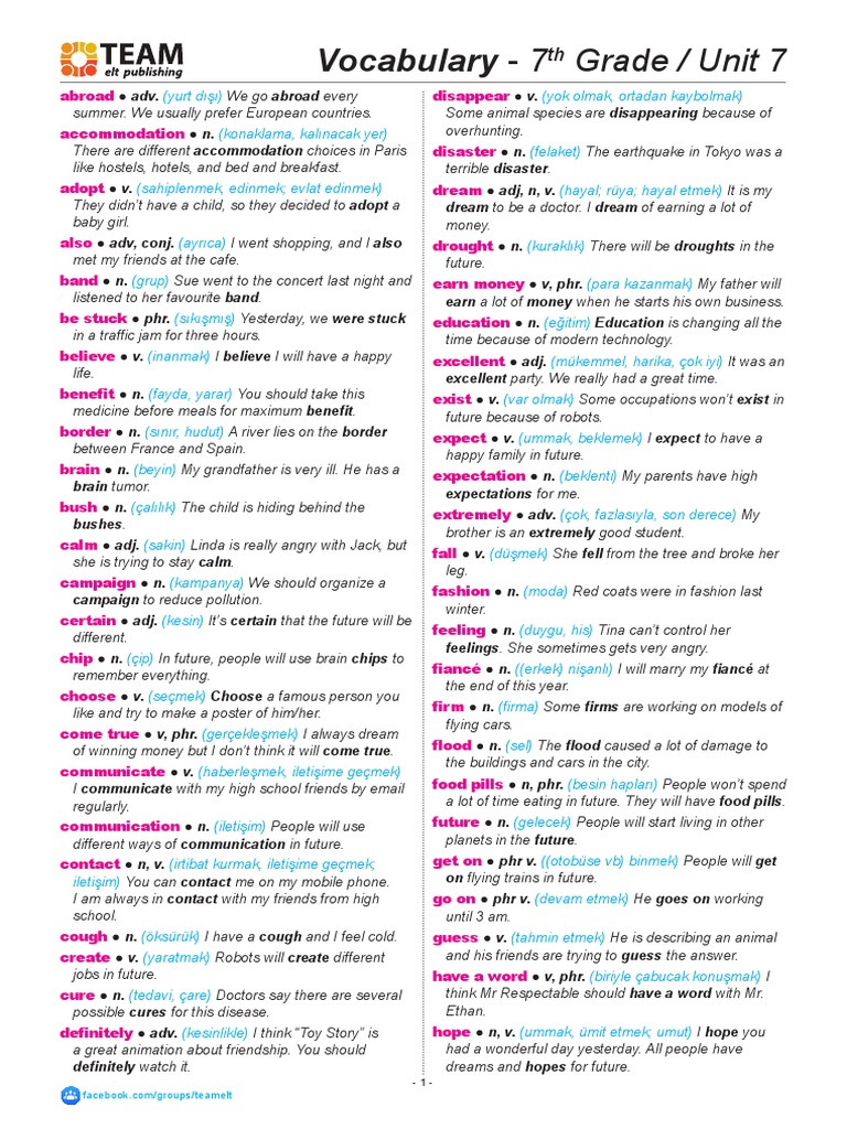 Vocabulary - 7: Grade / Unit 7 | PDF | Spaceflight