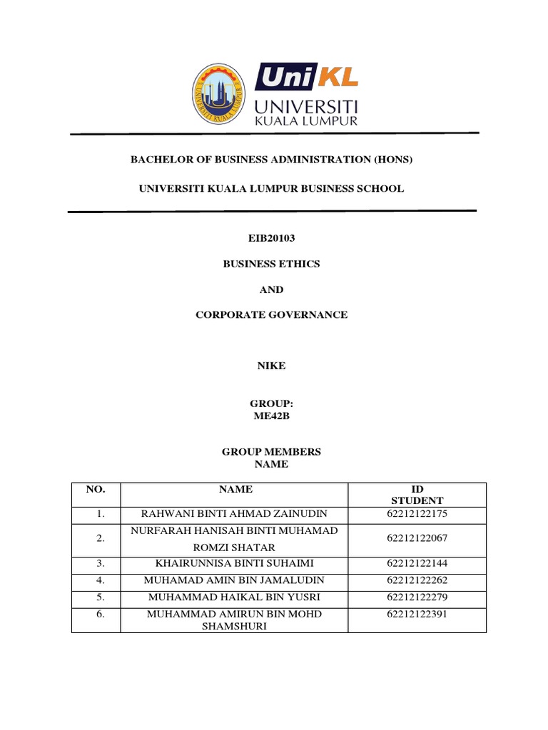 Business Ethics and Corporate Governance Issues at Nike: A Case Study ...