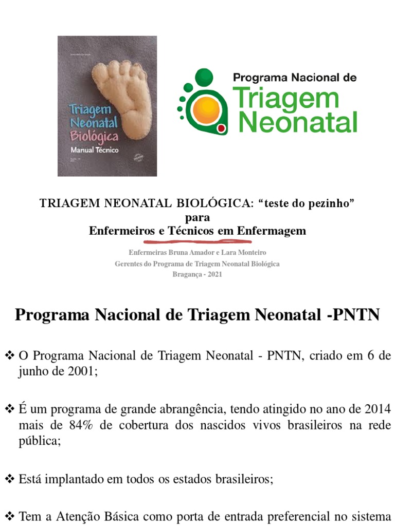 TRIAGEM NEONATAL BIOLÓGICA: "Teste Do Pezinho" para Enfermeiros e ...