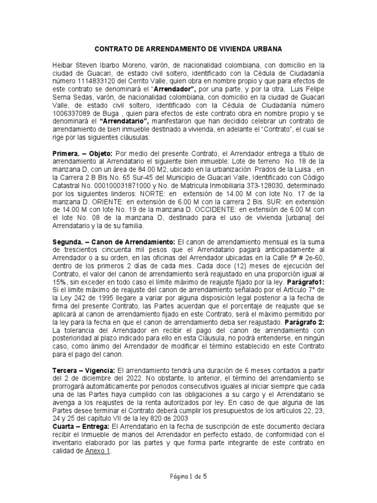 contrato_de_arrendamiento_de_vivienda_urbana_v2 | PDF | Ley común | Justicia