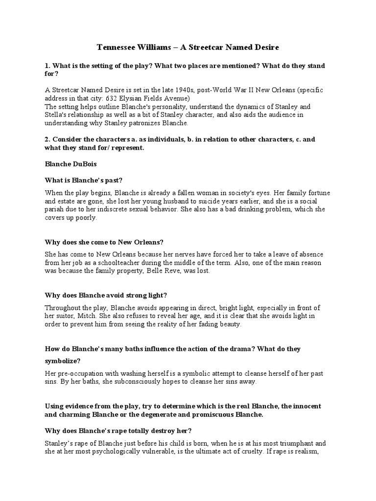 Tennessee Williams A Streetcar Named Desire | PDF