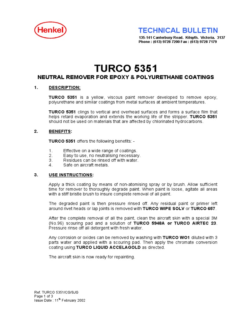 Turco 5351 TDS | PDF | Magnesium | Paint